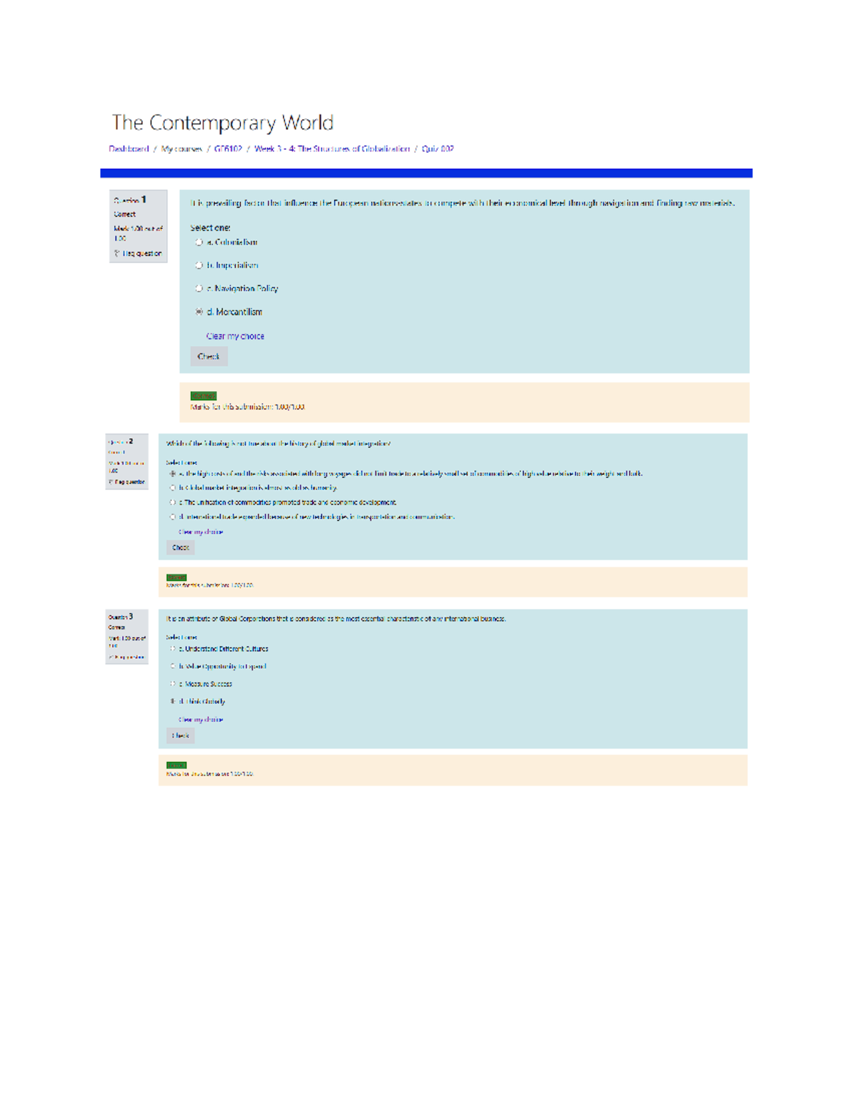 Quiz 002 The Structures of Globalization - The Contemporary World ...