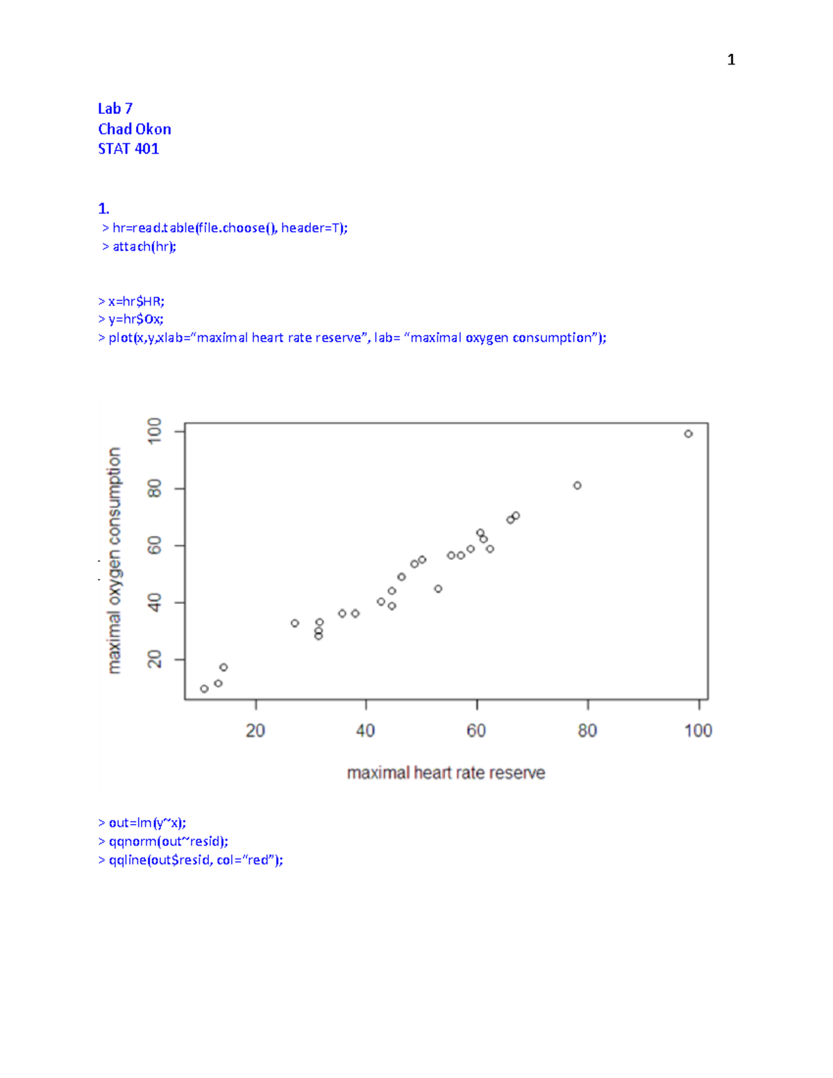 Lab 7 STAT 401 - lab 7 stat 401 - Lab 7 Chad Okon STAT 401 1. > hr=read ... Lab 7 STAT 401 - lab 7 stat 401 - Lab 7 Chad Okon STAT 401 1. > hr=read ...