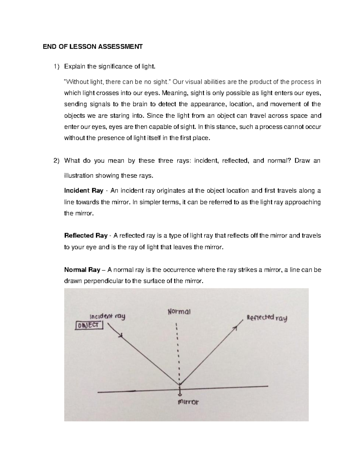 End of Lesson Assessment - General Physics - Studocu