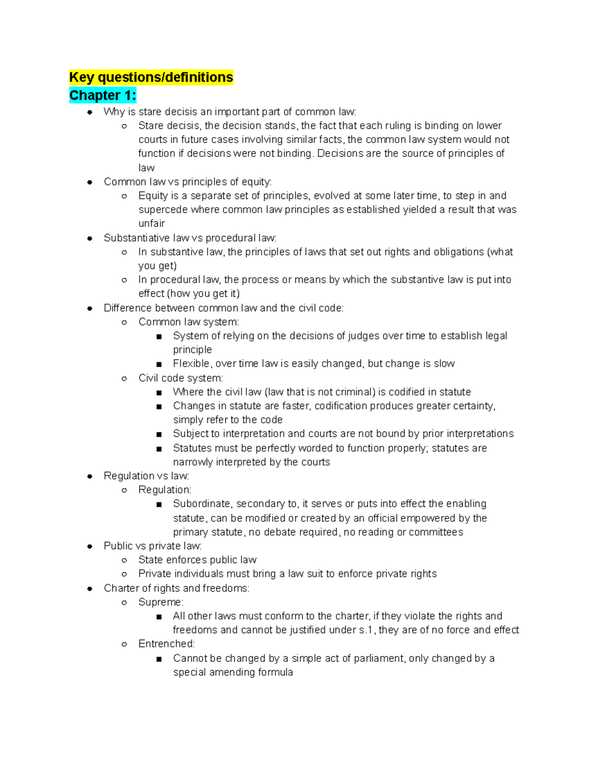 midterm 1 notes - Key questions/definitions Chapter 1: Why is stare ...