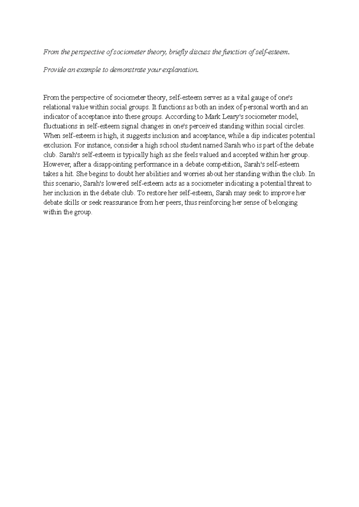 PSYC LAB - This is a psyc response from lab - From the perspective of ...