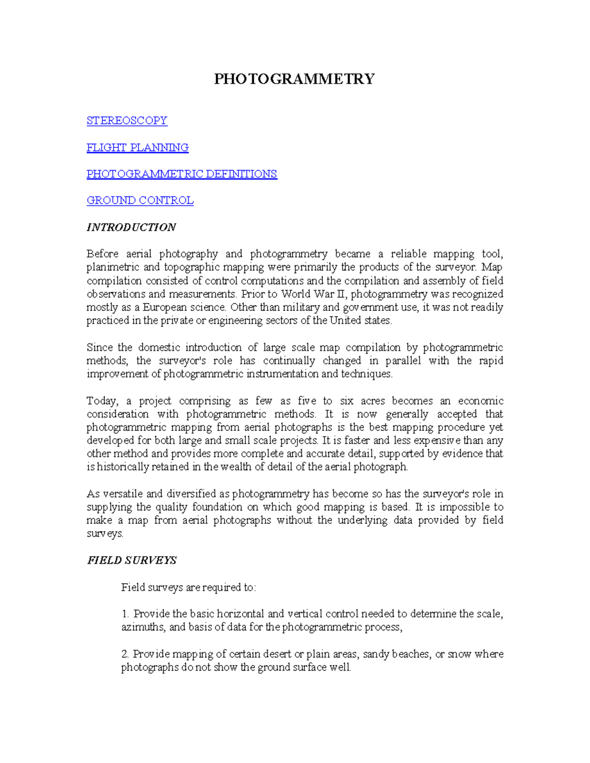 Photogrammetry one - PHOTOGRAMMETRY STEREOSCOPY FLIGHT PLANNING ...