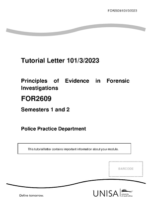 Crime Scene Investigation Text book - For2605 - Studocu