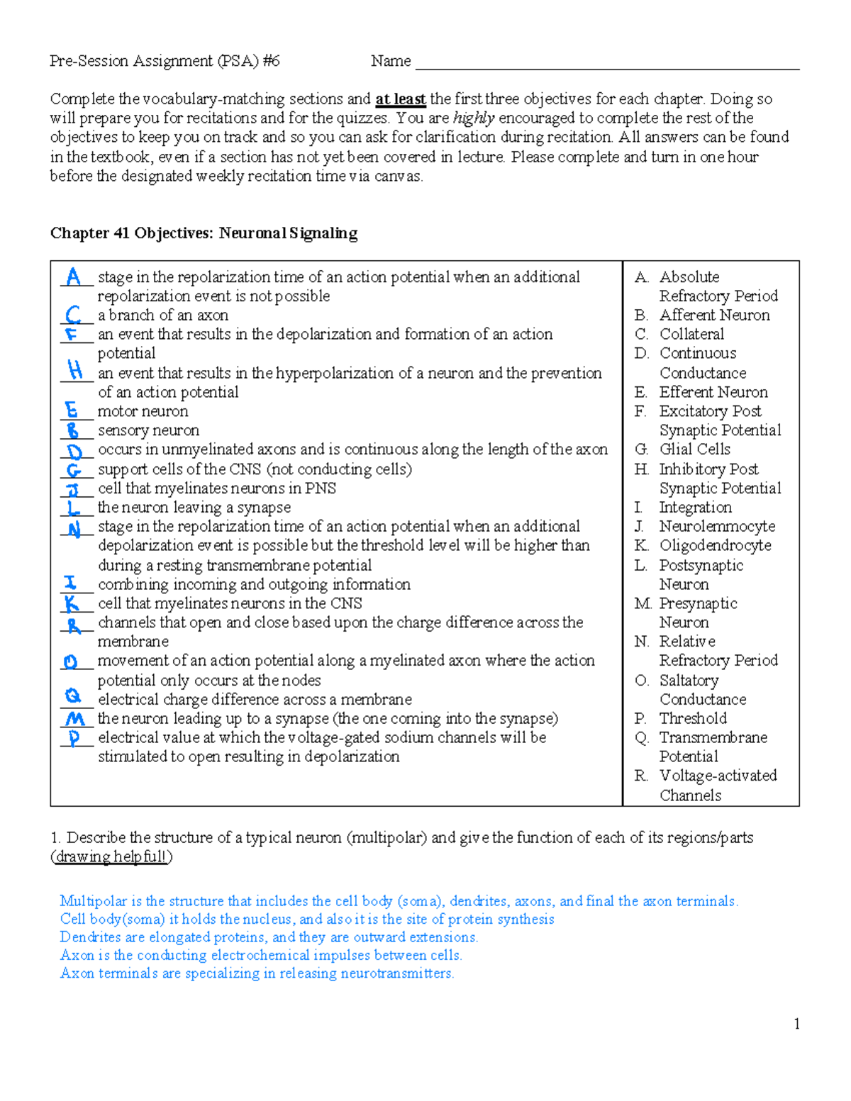 PSA 6 - PSA - Pre-Session Assignment (PSA) #6 Name