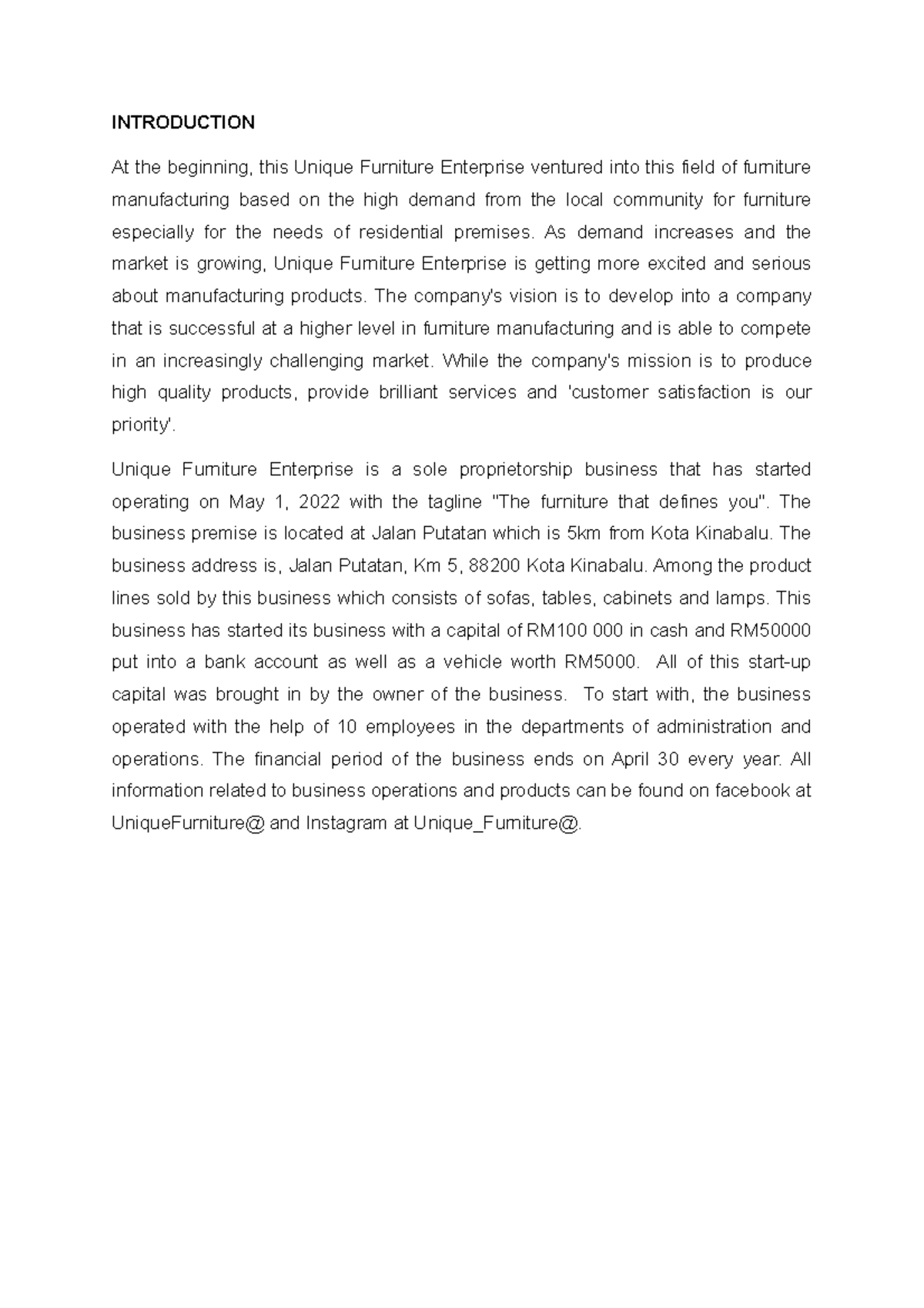 Introduction-account - INTRODUCTION At the beginning, this Unique ...