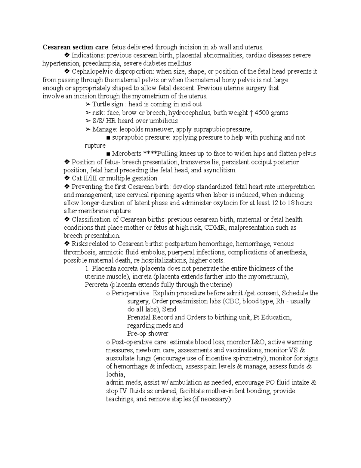 PCA week 7 obstetrics - Cesarean section care : fetus delivered through ...
