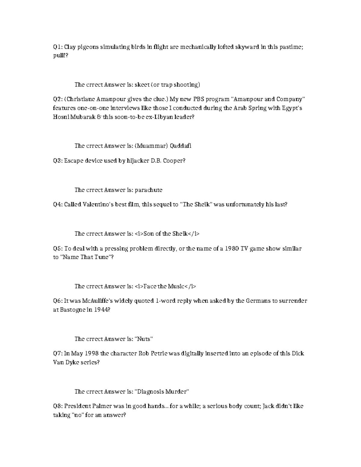 5 Answer Key for FENW - aaa - Q1: Clay pigeons simulating birds in ...