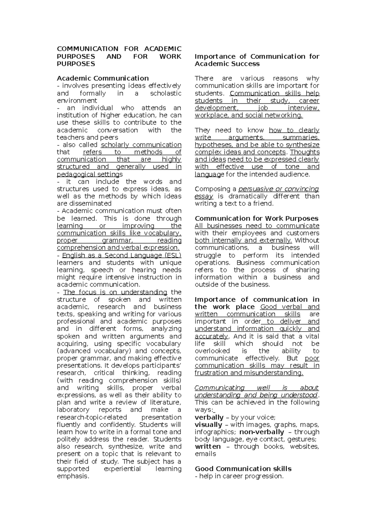 Civil engineering - COMMUNICATION FOR ACADEMIC PURPOSES AND FOR WORK ...