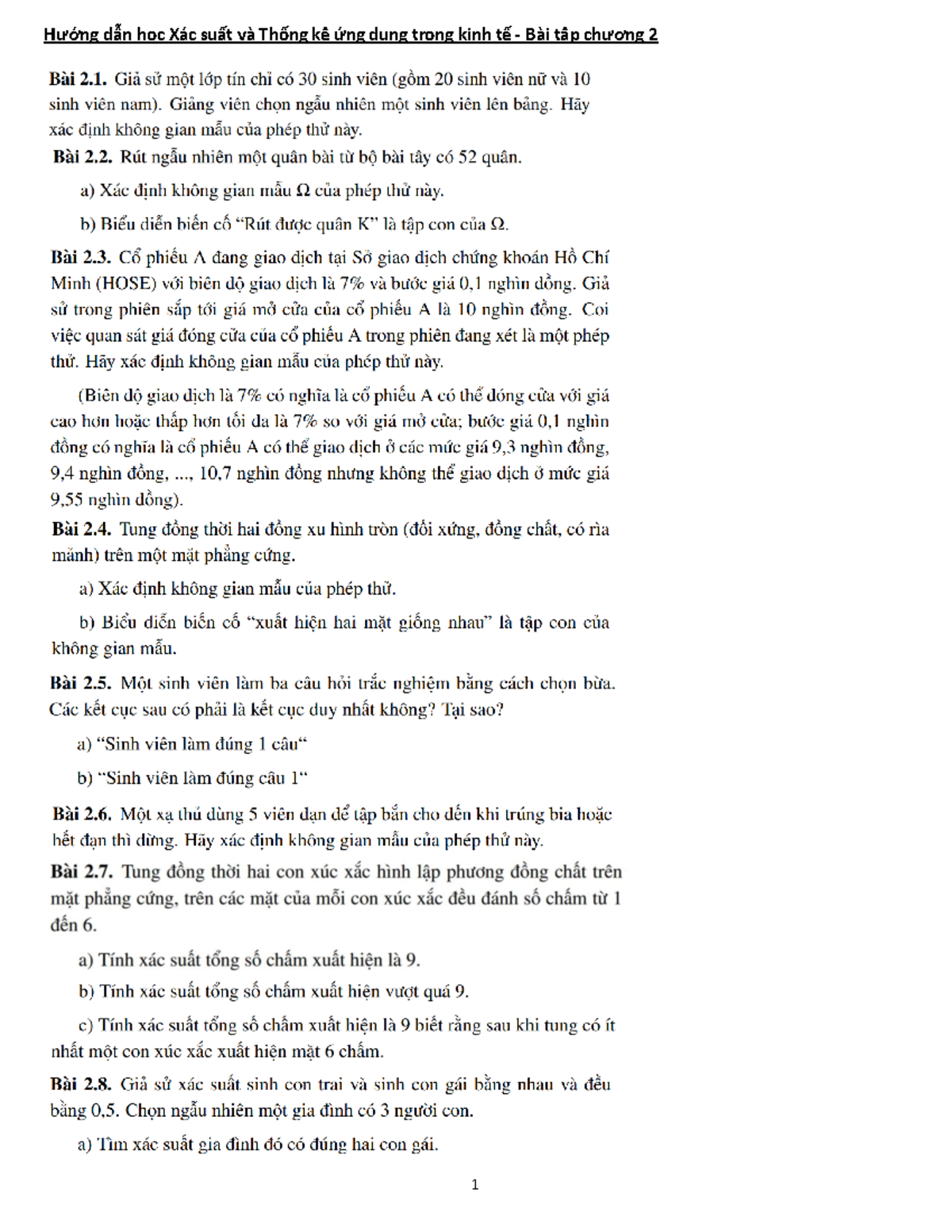 Btxstk bài 2 Xác suất - mnnn - quản trị chiến lược - đã làm đã làm - Studocu