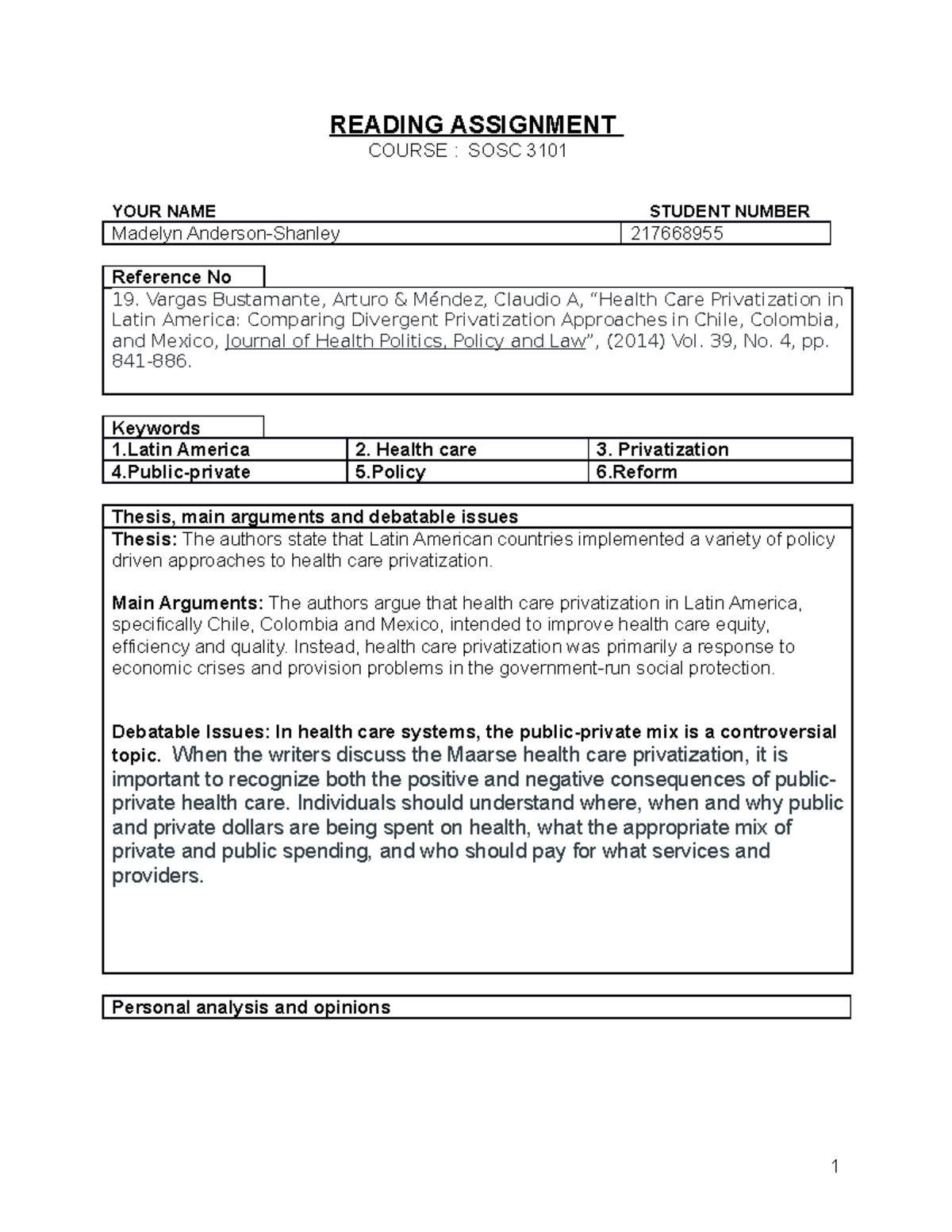 SOSC.3101 Reading Assignment 3 - READING ASSIGNMENT COURSE : SOSC 3101 ...