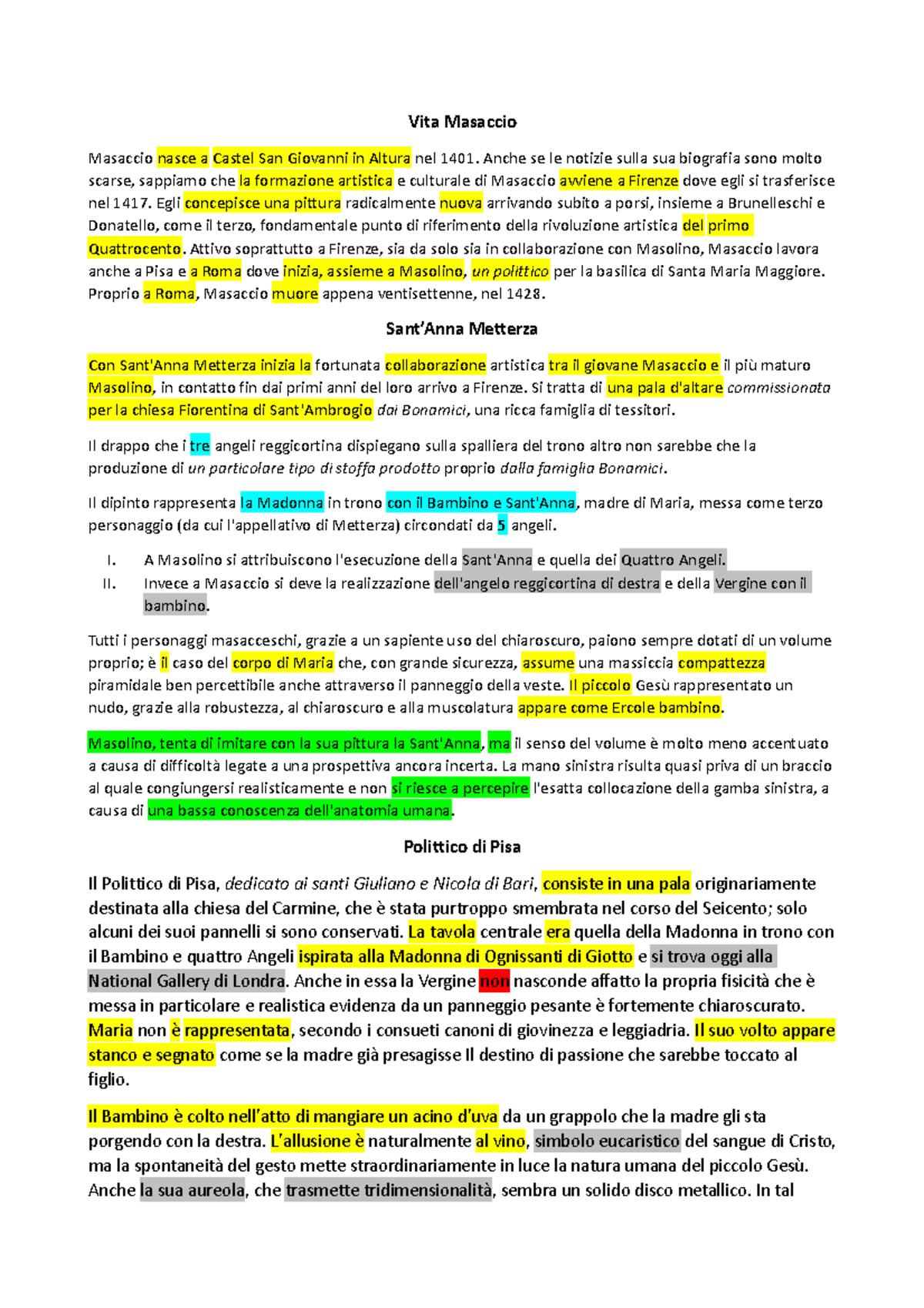 Vita Masaccio - Riassunto storia dell'arte. - Vita Masaccio Masaccio ...