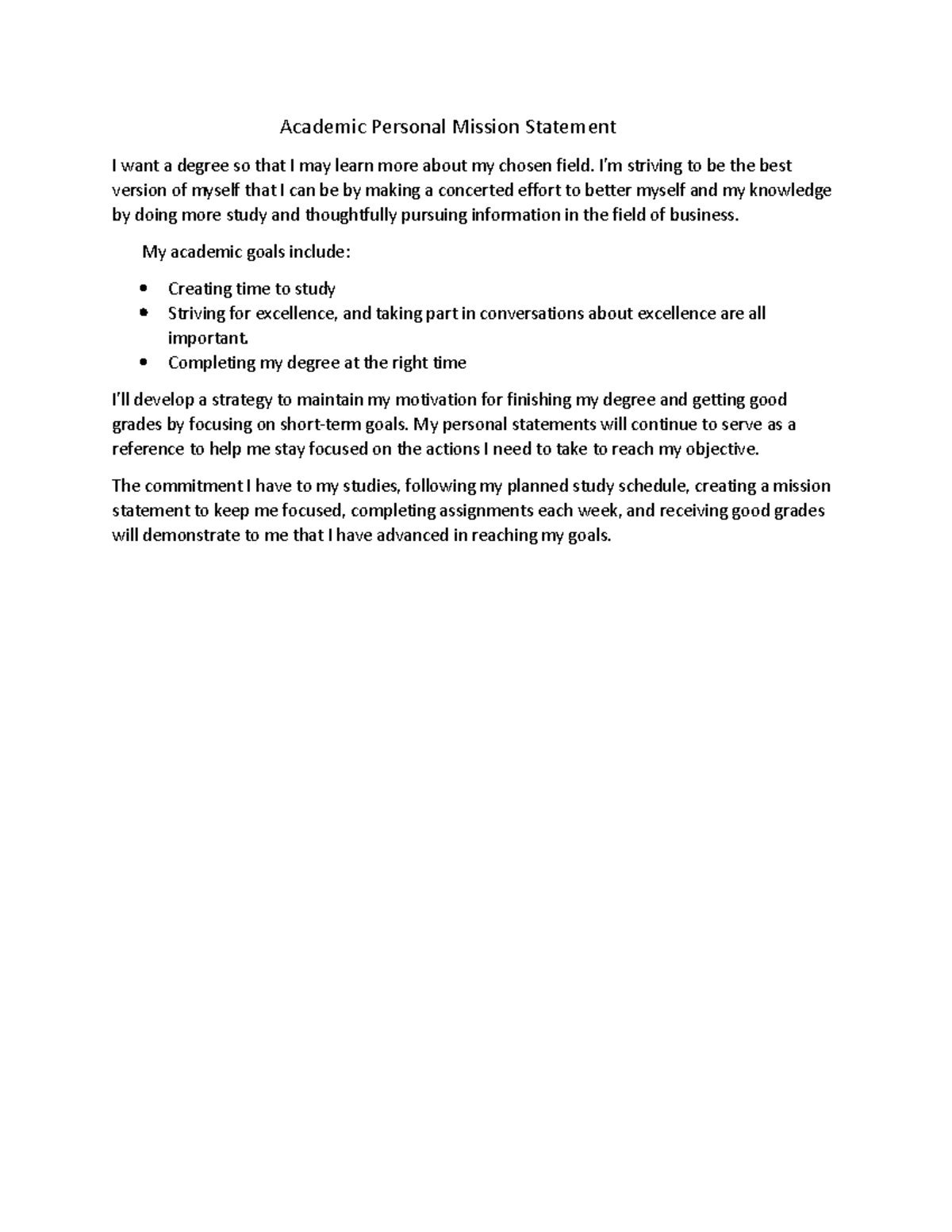 Snhu module 4 activity - Academic Personal Mission Statement I want a ...