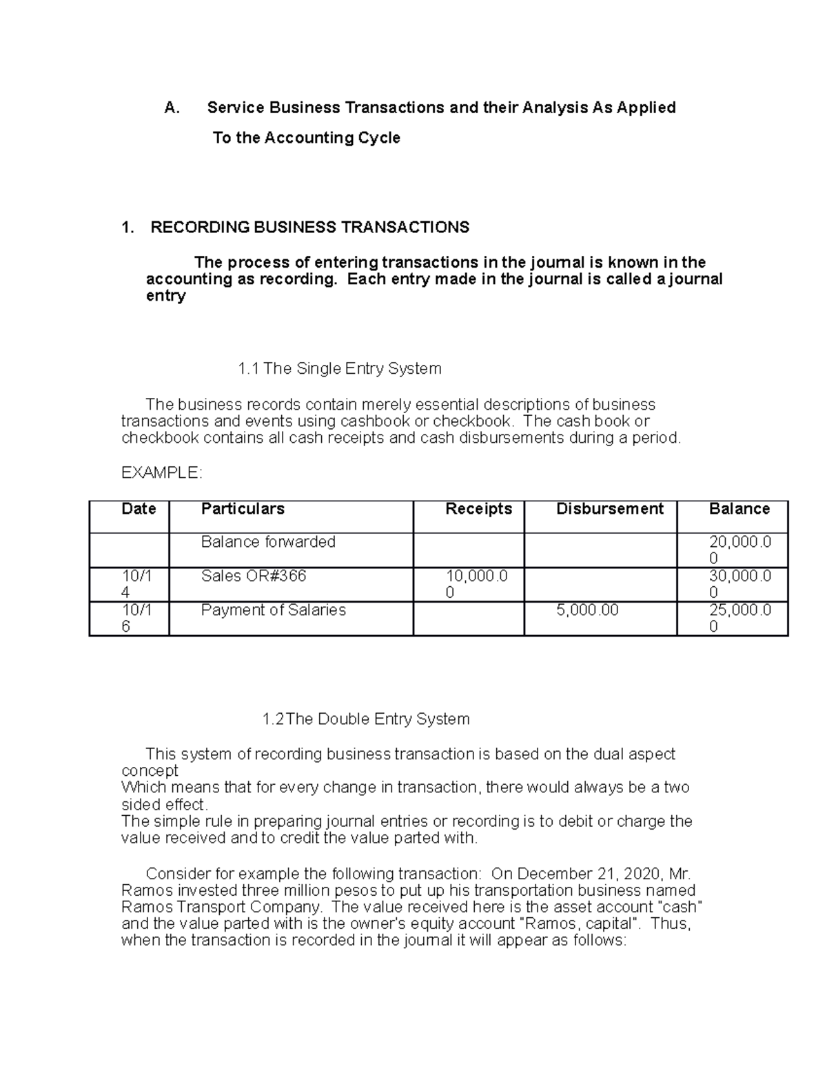 Service Business Transactions and their Analysis As Applied - A ...