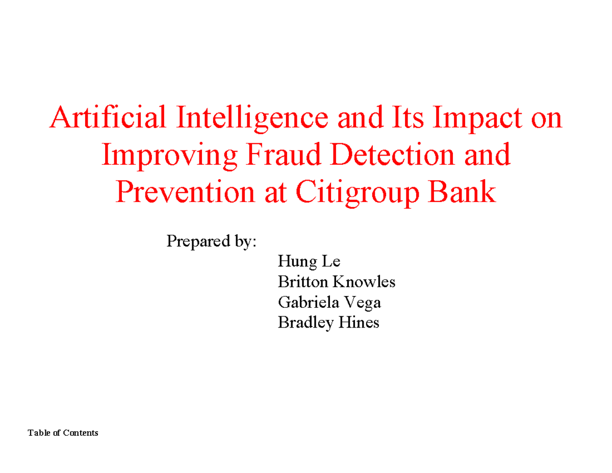 Report Project Group 1 Updated 09 - Artificial Intelligence and Its ...