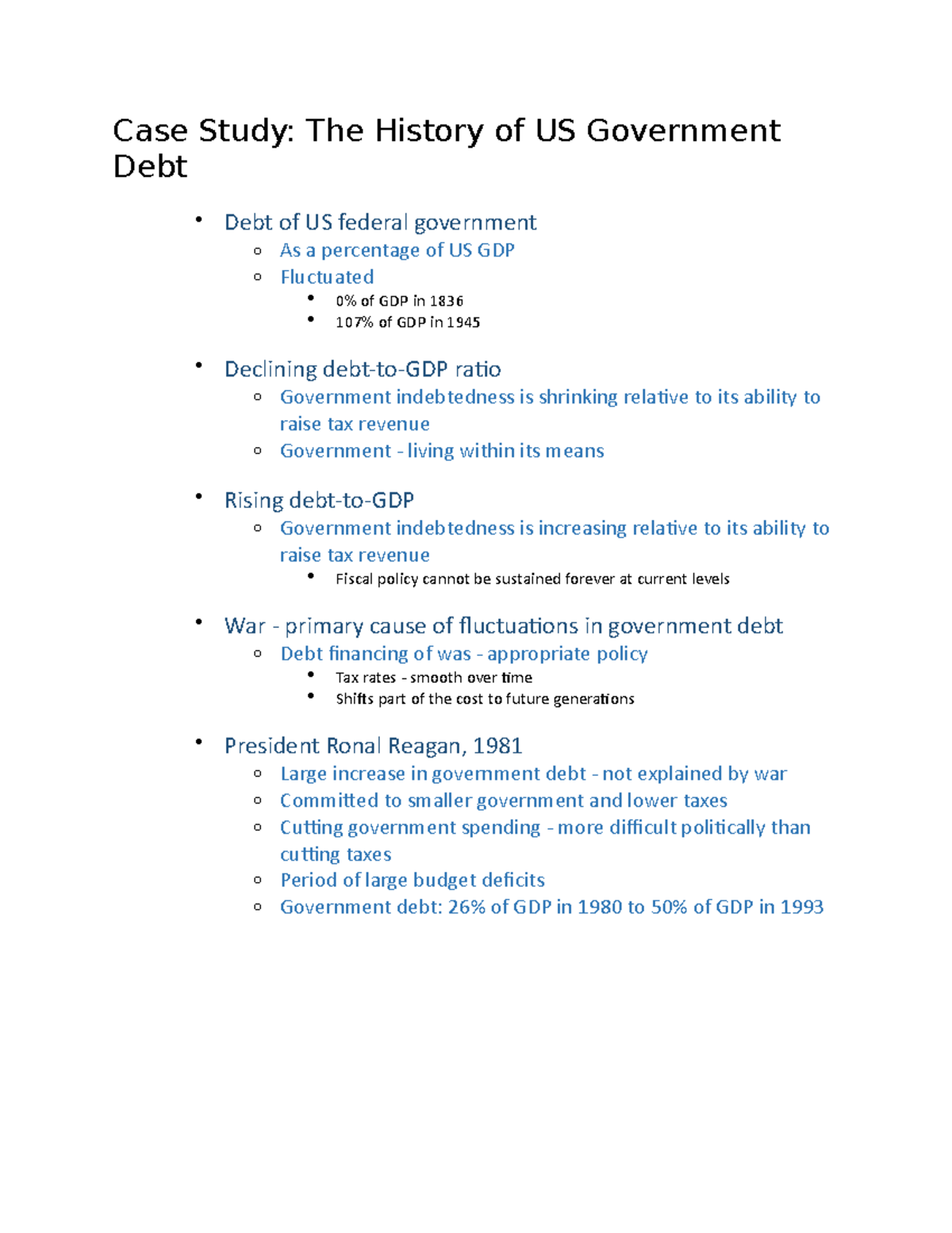 Case Study The History of US Government Debt - Studocu