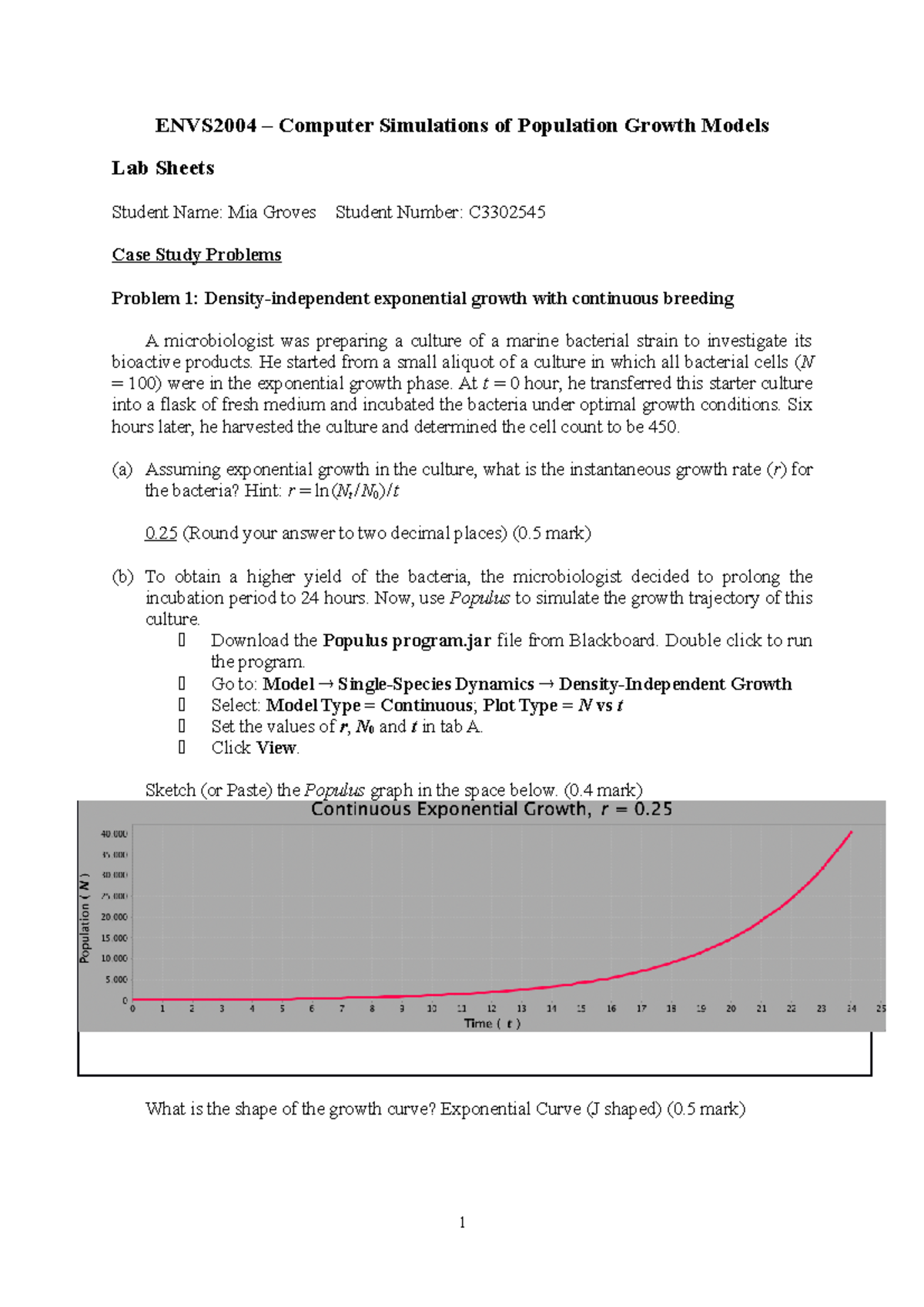 Populus Report sheets - ENVS2004 – Computer Simulations of Population Growth Models Lab Sheets ...