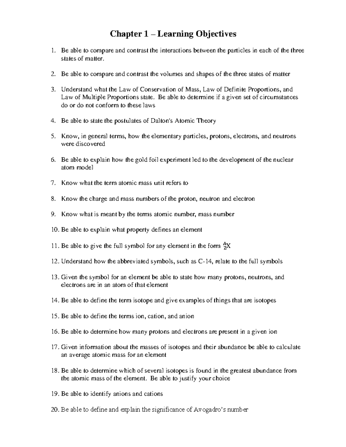 Chapter 1 Learning Objectives Chapter 1 Learning Objectives Be Able To Compare And