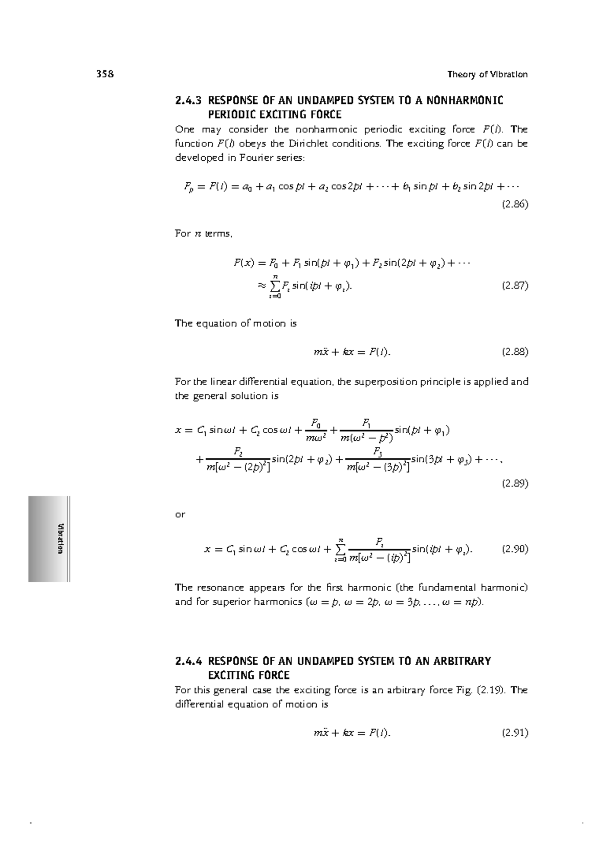 Nonharmonic - 2.4 RESPONSE OF AN UNDAMPED SYSTEM TO A NONHARMONIC ...