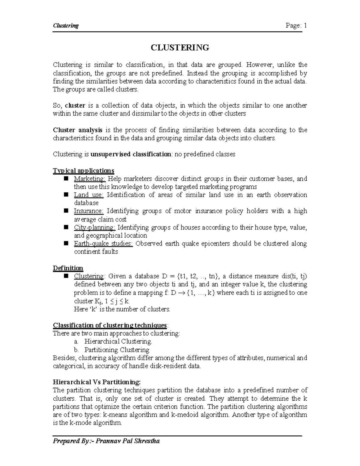 Clustering Clustering Clustering Is Similar To Classification In That Data Are Grouped 