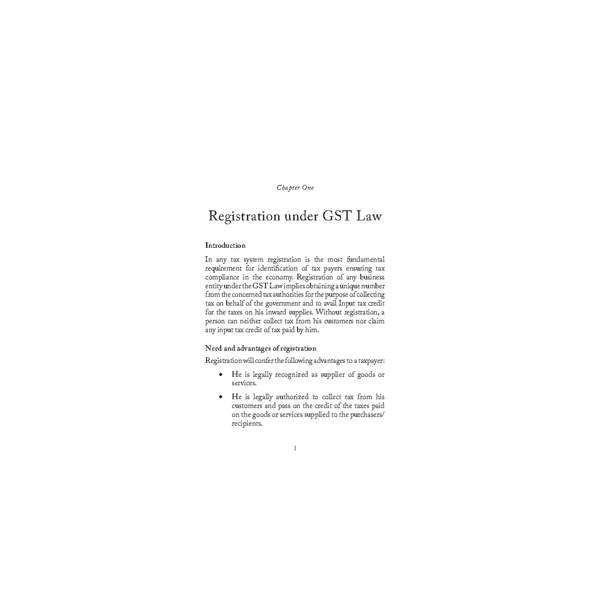 Registration under gst - Chapter One Registration under GST Law ...