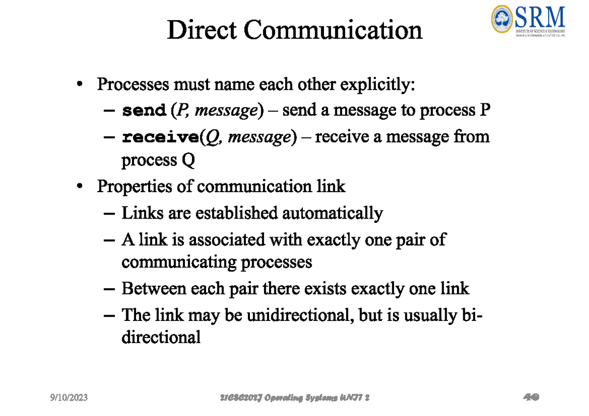 Unit-II 21CSC202J Operating System-PART-2 - Operating Systems - Studocu