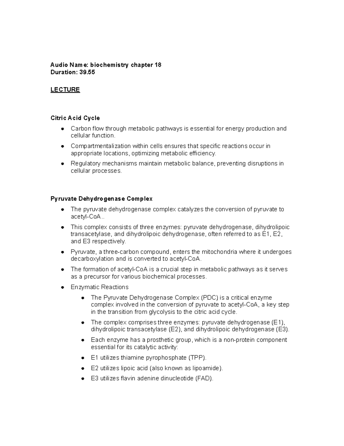 Biochem Chapter 18 Notes - Audio Name: biochemistry chapter 18 Duration ...