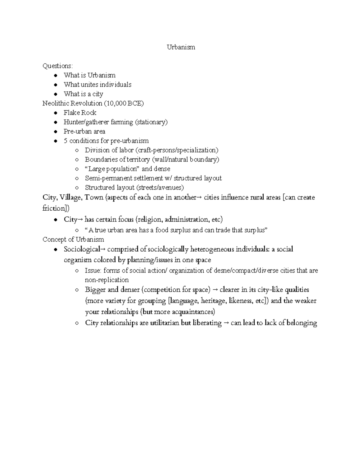 Urbanism Chapter 1 - Lecture notes 1 - Urbanism Questions: What is ...