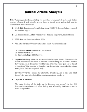 Journal Article Analysis-1 - Journal Article Analysis Note: This ...