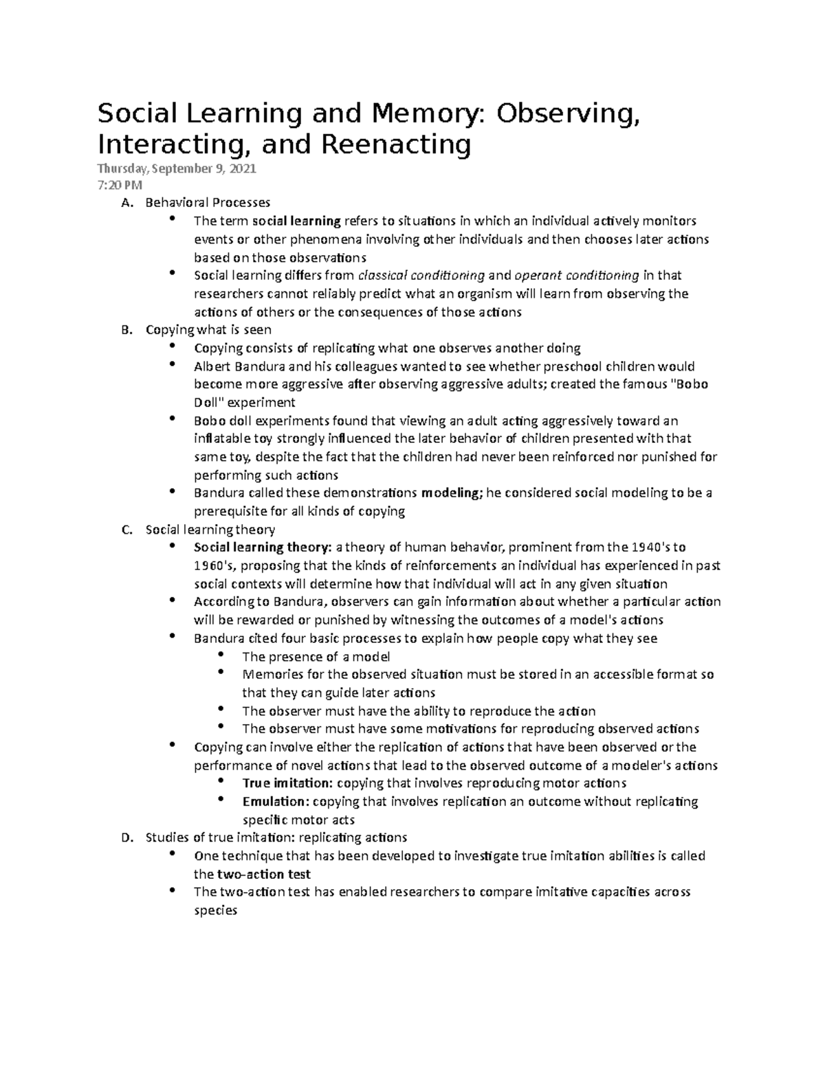 Learning and Memory ch. 11 - Social Learning and Memory: Observing ...