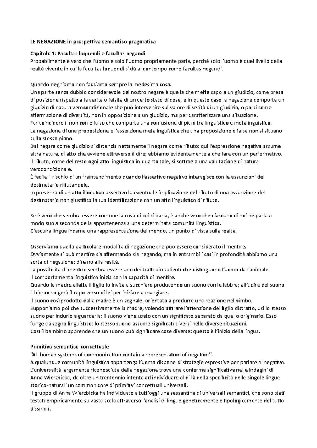 La negazione - LE NEGAZIONE in prospettiva semantico-pragmatica ...