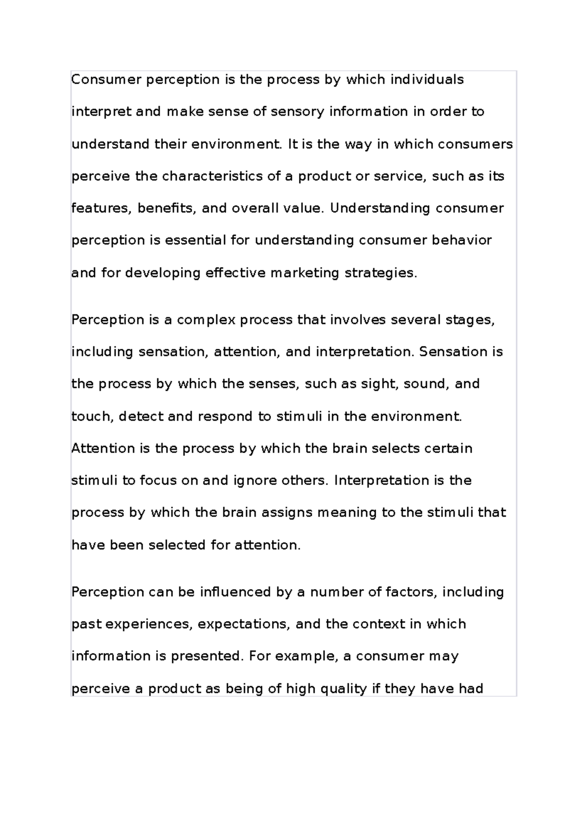 Consumer perception - ... - Consumer perception is the process by which ...