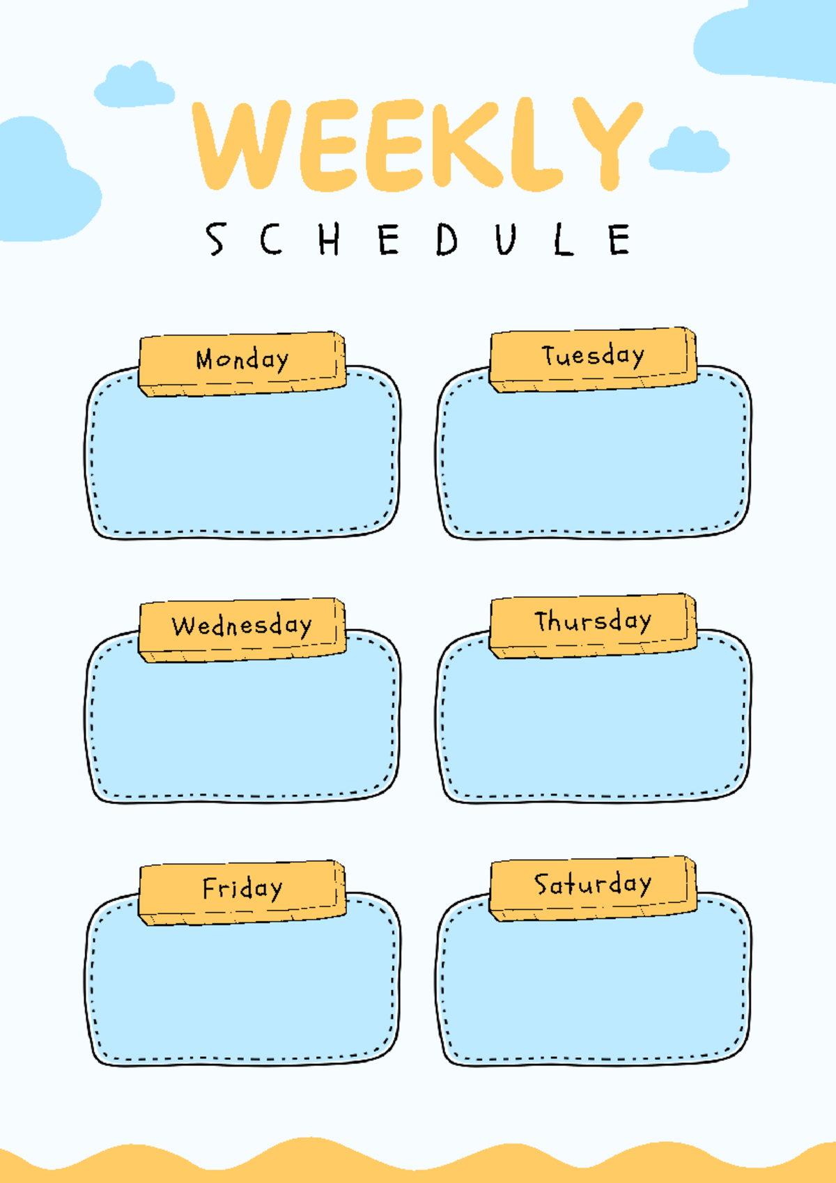Blue Yellow Modern Weekly Schedule Planner - BS tourism Management ...