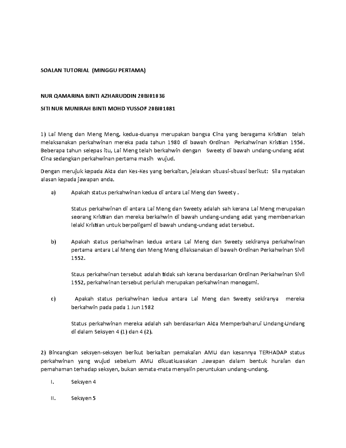 Soalan Tutorial ( Minggu 1) - SOALAN TUTORIAL (MINGGU PERTAMA) NUR QAMARINA BINTI AZHARUDDIN ...