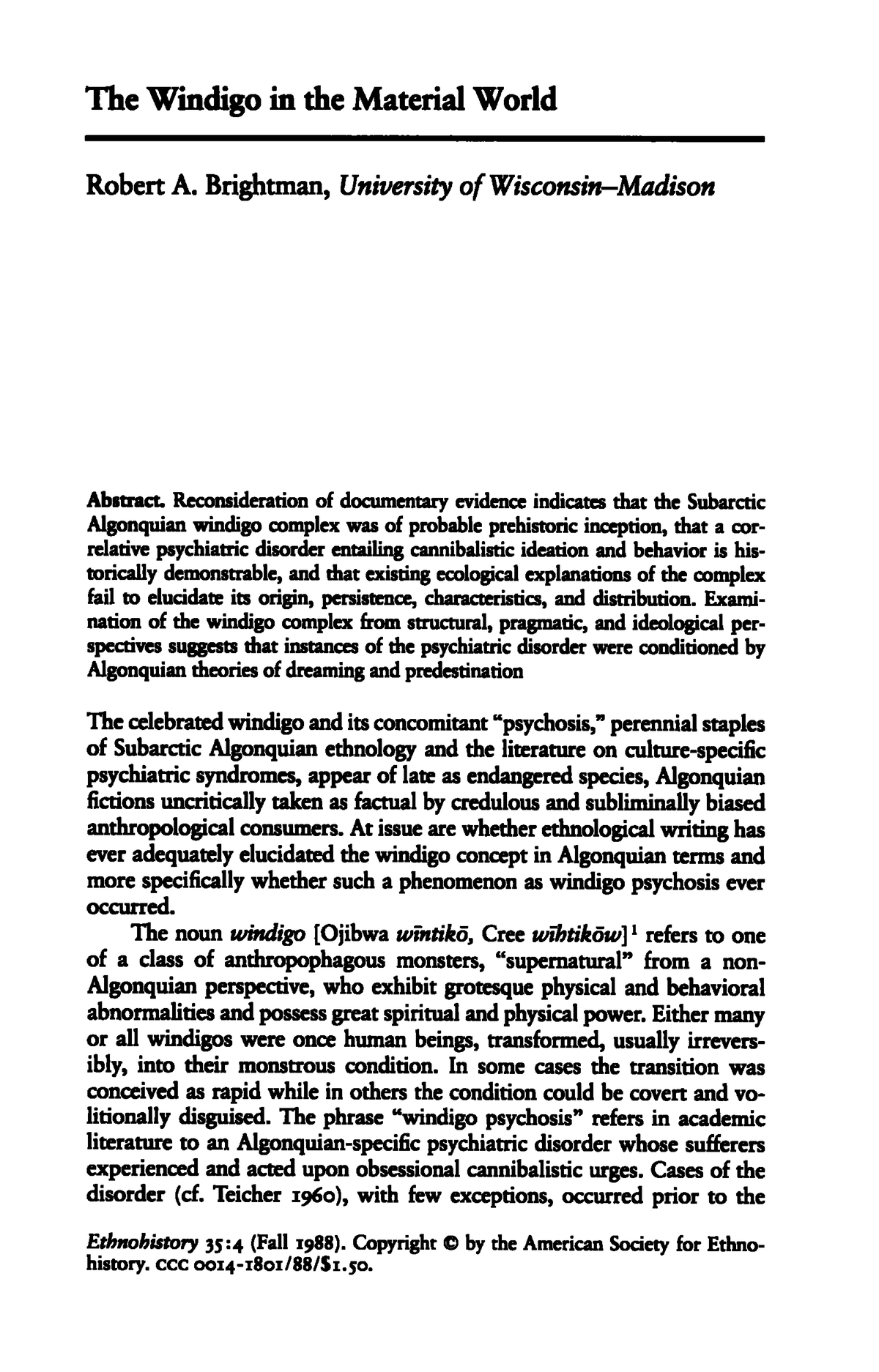 Windigo in the material world - The Windi^o in the Material World ...