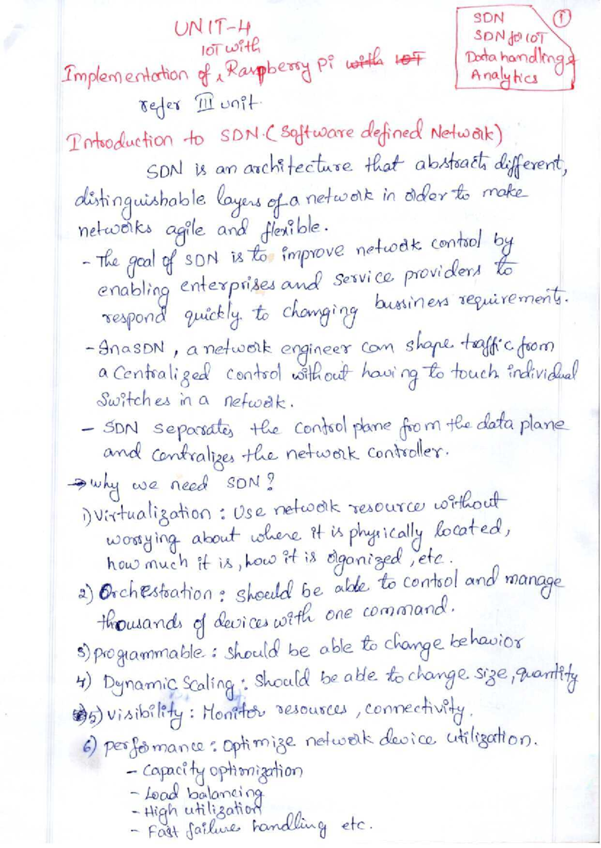 FIOT UNIT-4 - Hhududhhj - SDN 1 loT with SDN for loT Implementation of l Raspberry pi with 10T ...