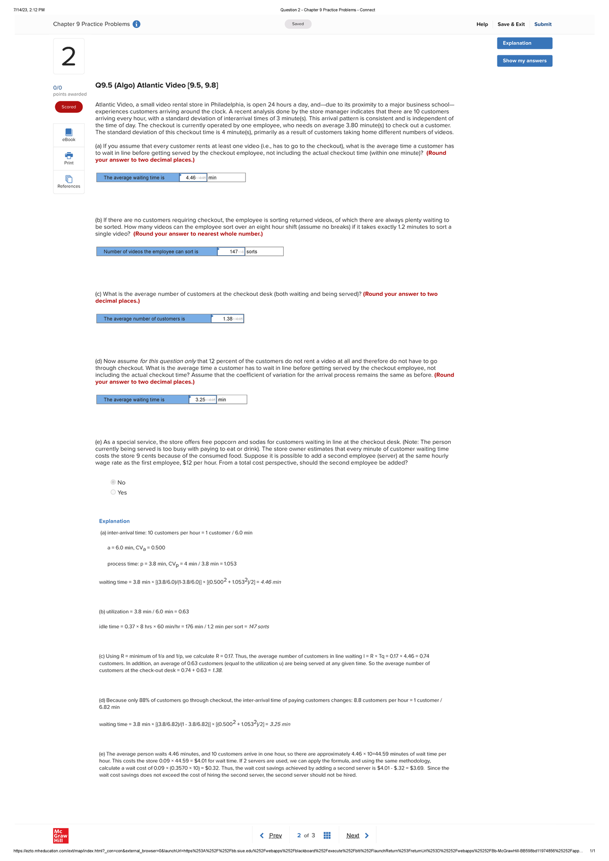 Question 2 - Chapter 9 Practice Problems - ####### 7/14/23, 2:12 PM Question 2 - Chapter 9 ...