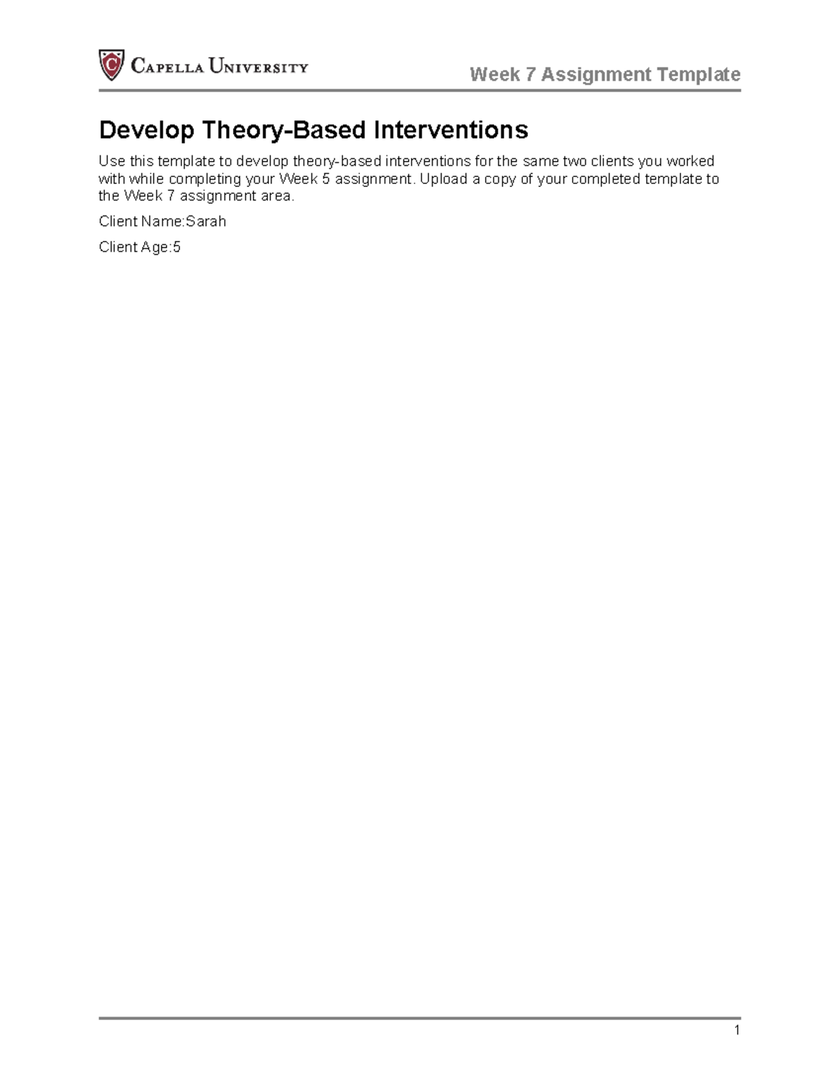 W7 5254 - week 7 assignment - Develop Theory-Based Interventions Use ...