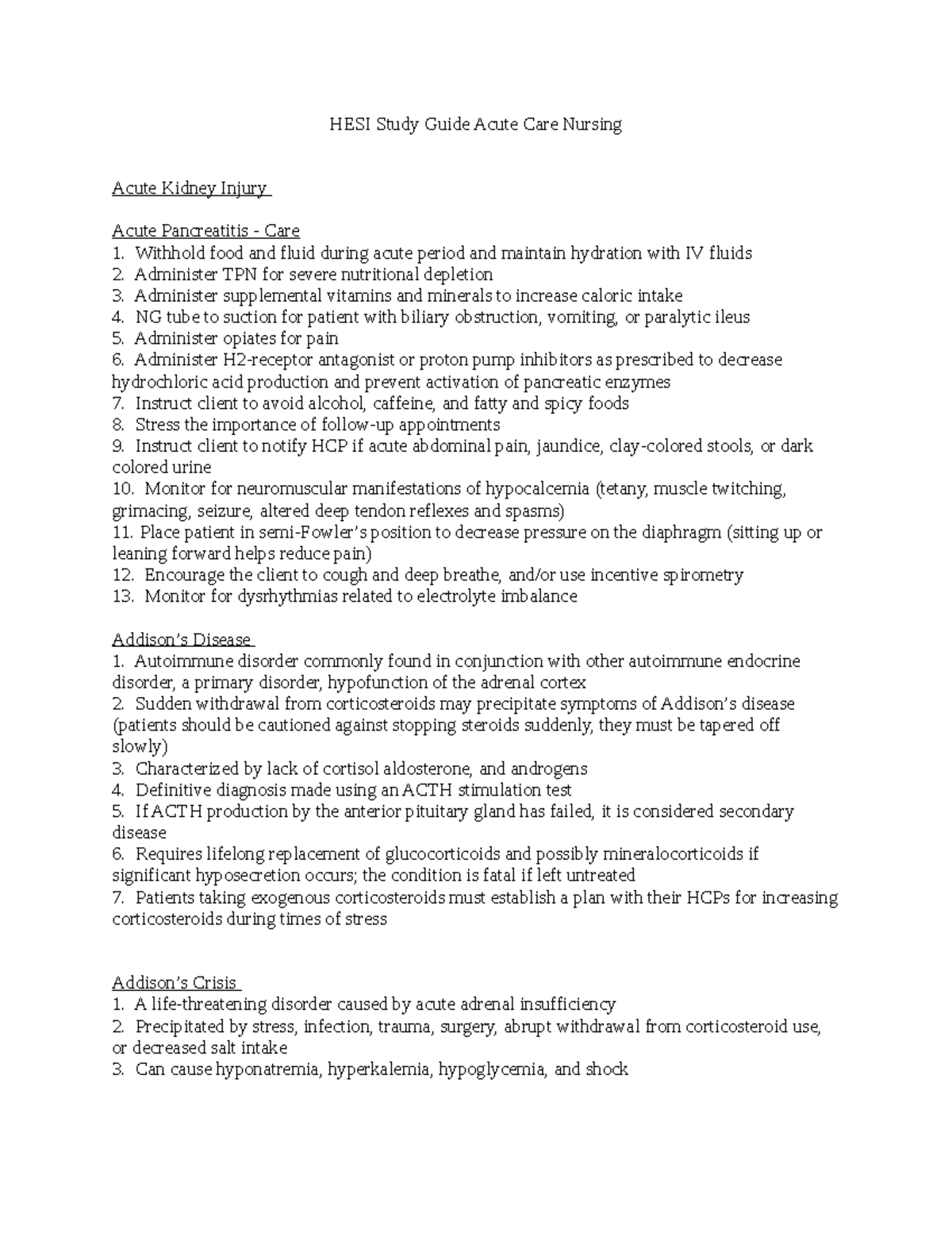 HESI Study Guide Acute Care Nursing Revised 11 2019 - HESI Study Guide ...