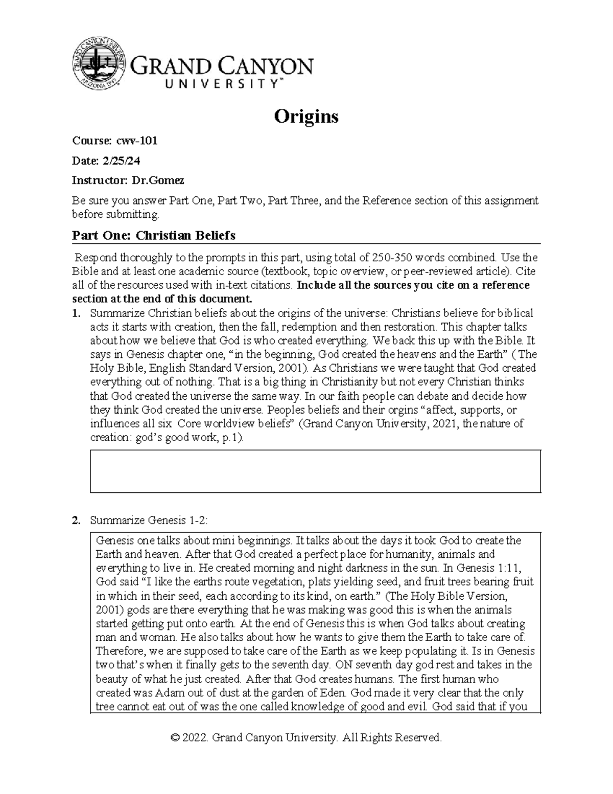 CWV 101 301 RS T2Origins Online - Origins Course: cwv- Date: 2/25 ...