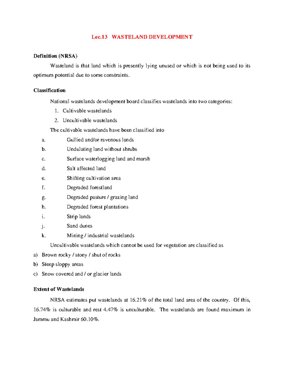 Wasteland-development-ppt - Lec WASTELAND DEVELOPMENT Definition (NRSA ...