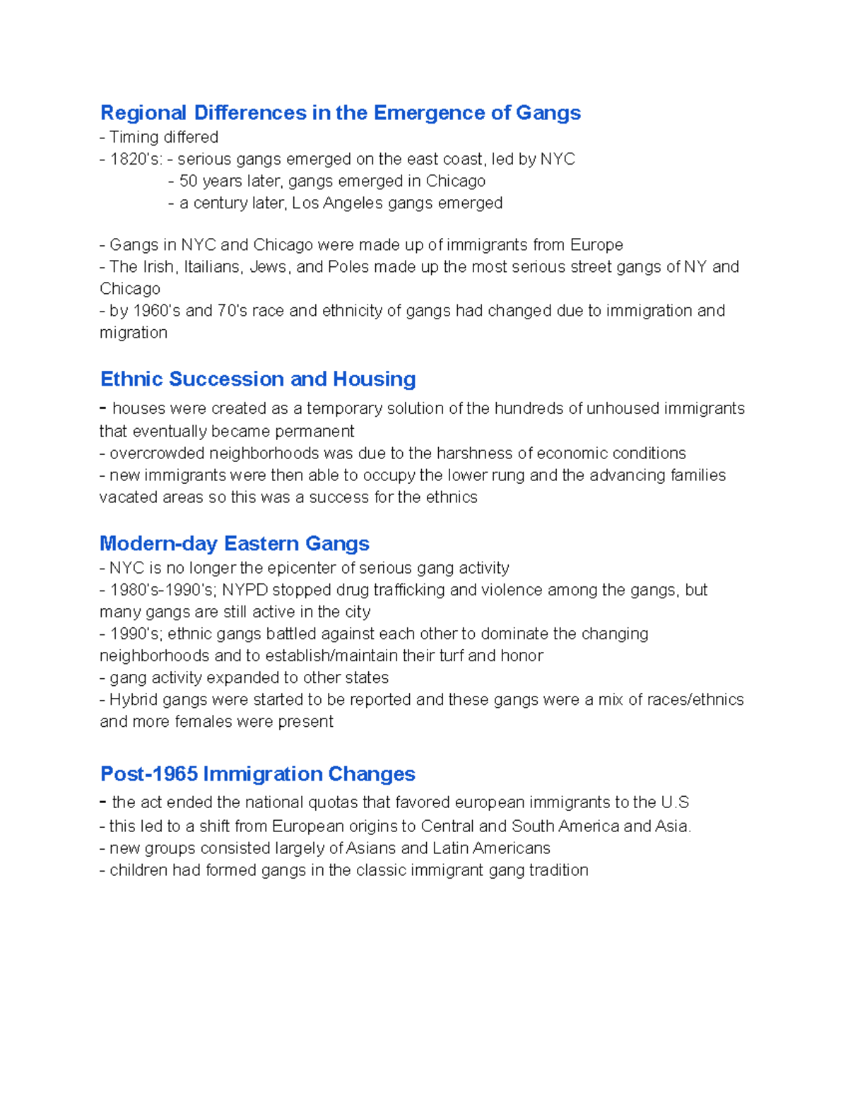 Youth gangs notes part 3 - Regional Differences in the Emergence of ...