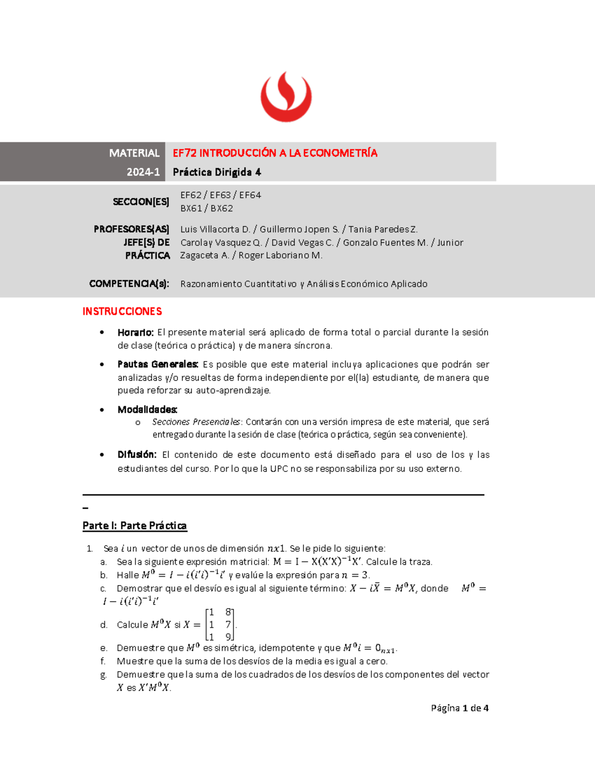PD4 2024-1 - Ejercicios de PD4 - INSTRUCCIONES Horario: El presente material será aplicado de ...