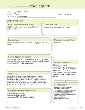 Digoxin med sheet - N/A - ACTIVE LEARNING TEMPLATES TherapeuTic ...
