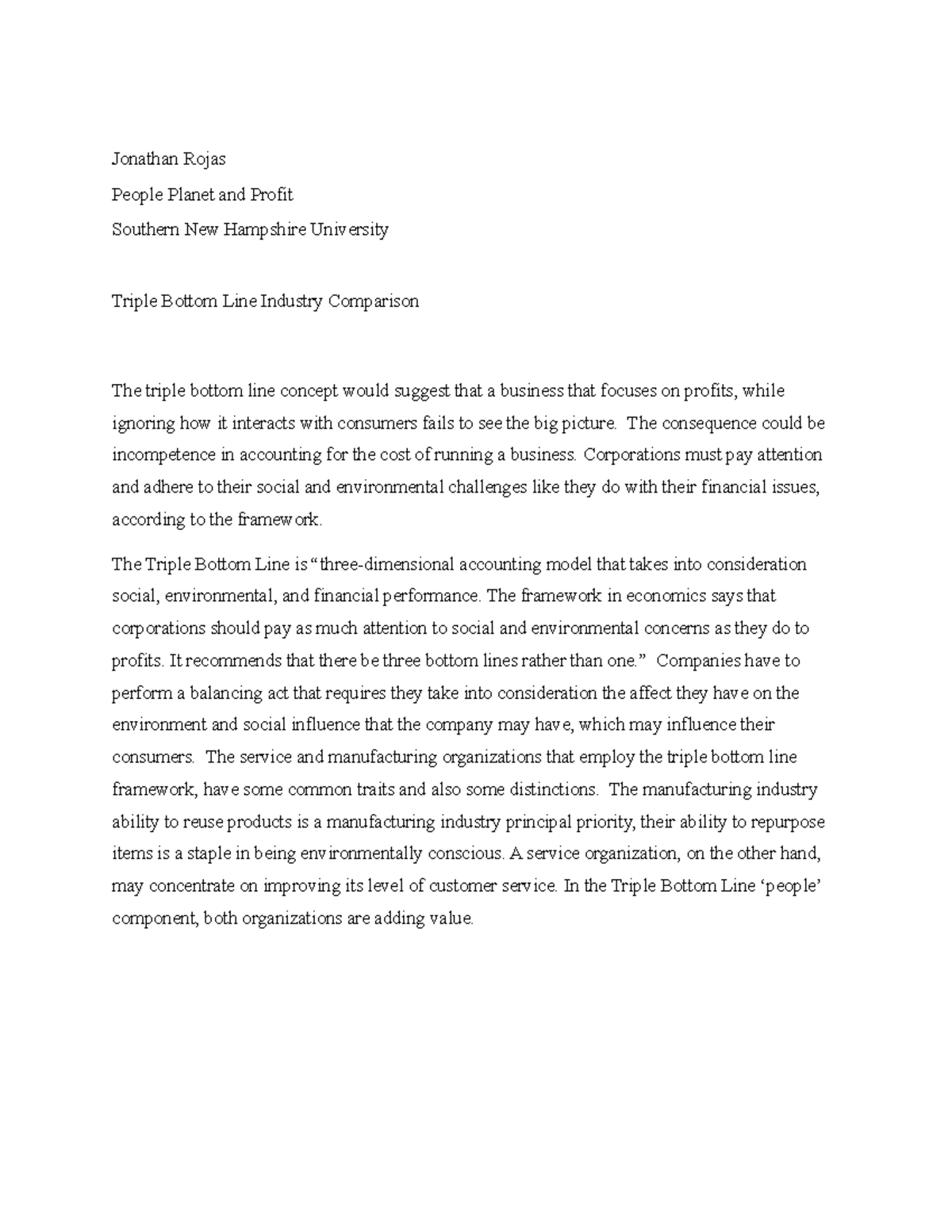 Triple bottom line - module 2-3 assignment some changes made - Jonathan ...