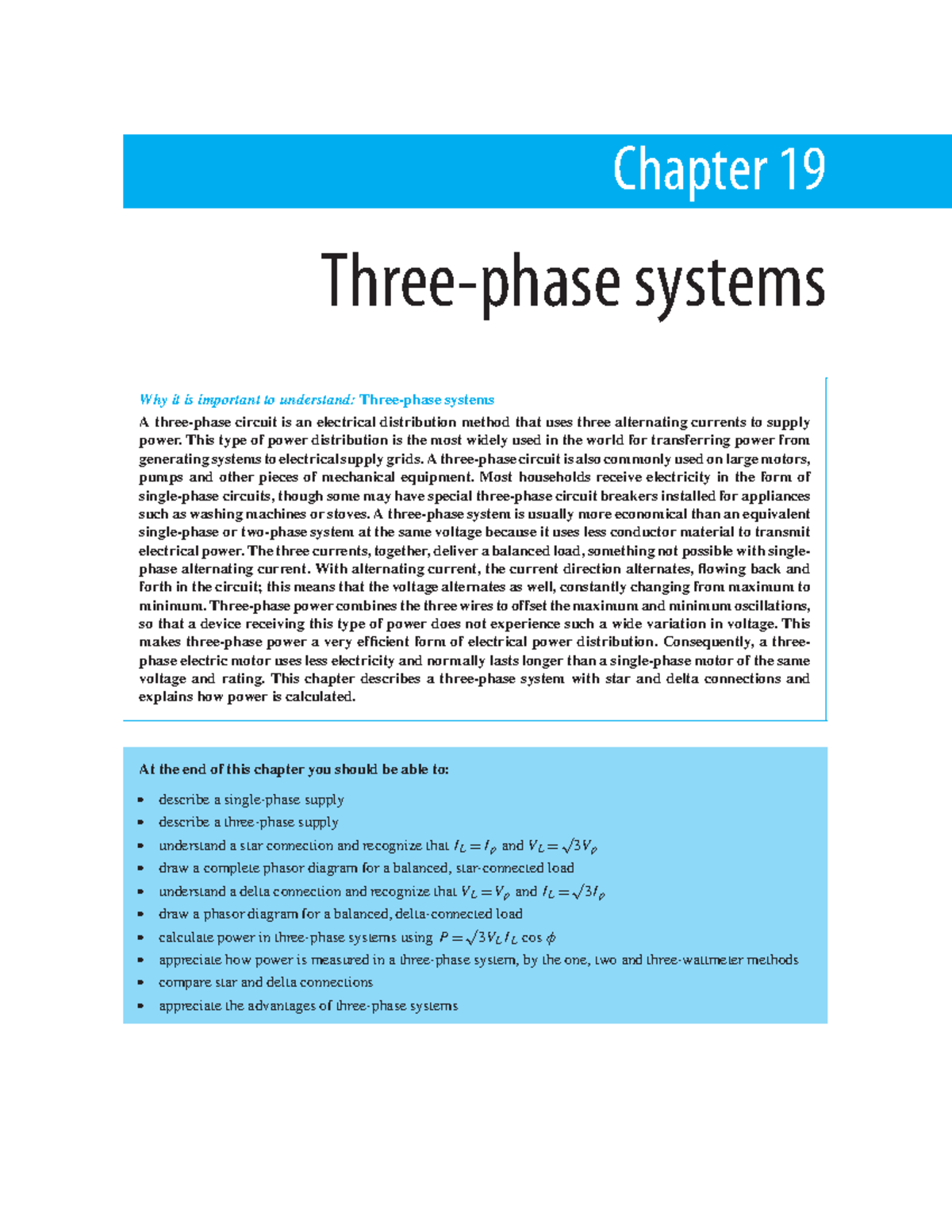 Electrical circuit notes p9 - Chapter 19 Three-phase systems Why it is ...
