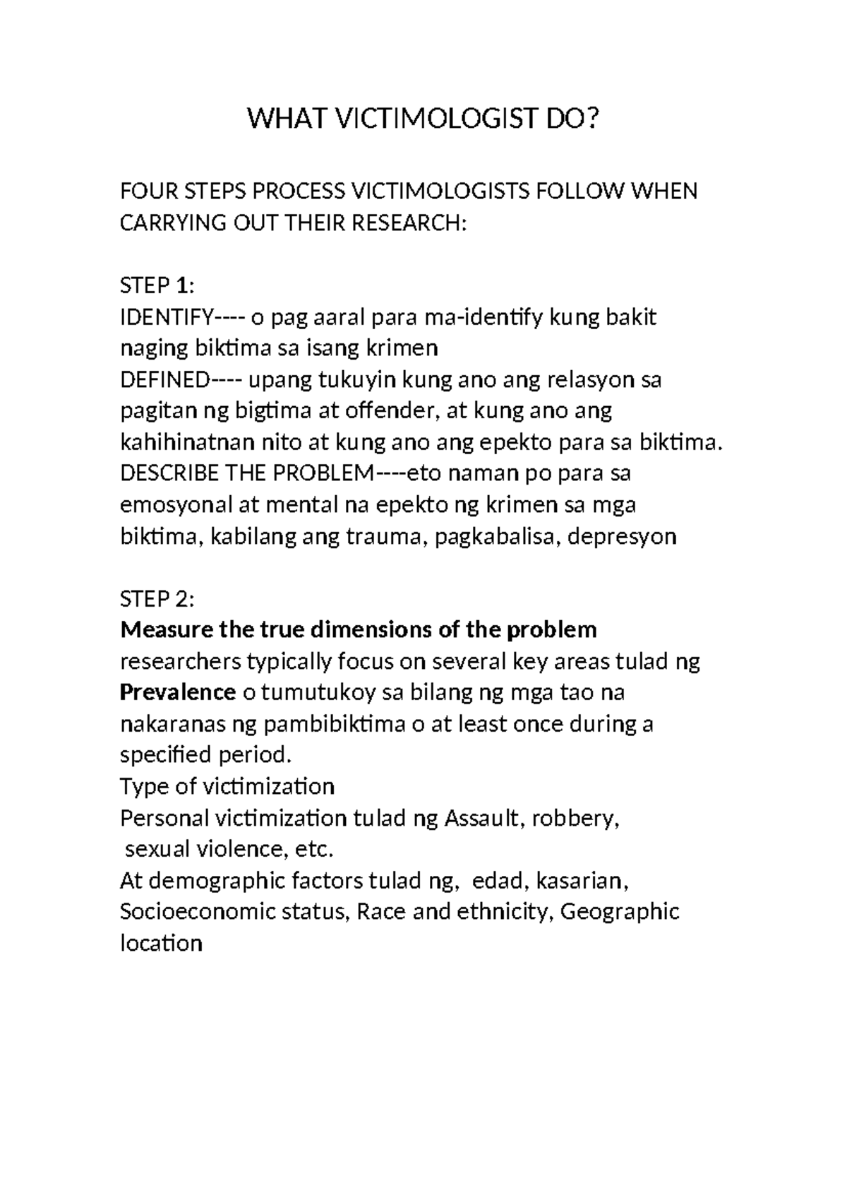 WHAT Victimologist DO Reportingggggggggg - WHAT VICTIMOLOGIST DO? FOUR ...