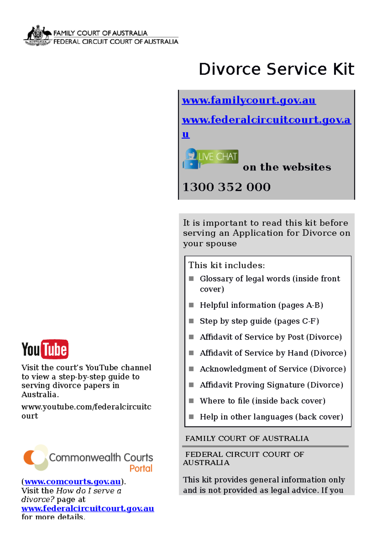 Divorce Service Kit 0313V4 - Divorce Service Kit familycourt.gov ...