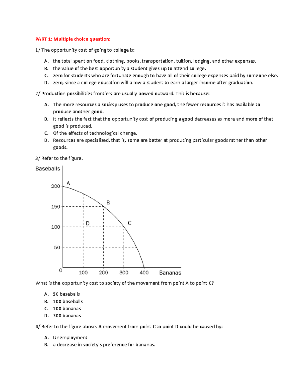 Mock final exam 120mins (no answer) - M - PART 1: Multiple choice question: 1/ The opportunity ...