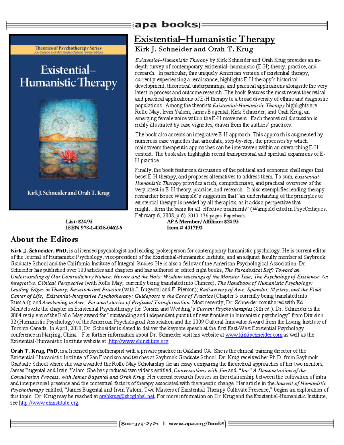 Existential Humanistic Therapy - Existential–Humanistic Therapy Kirk J ...