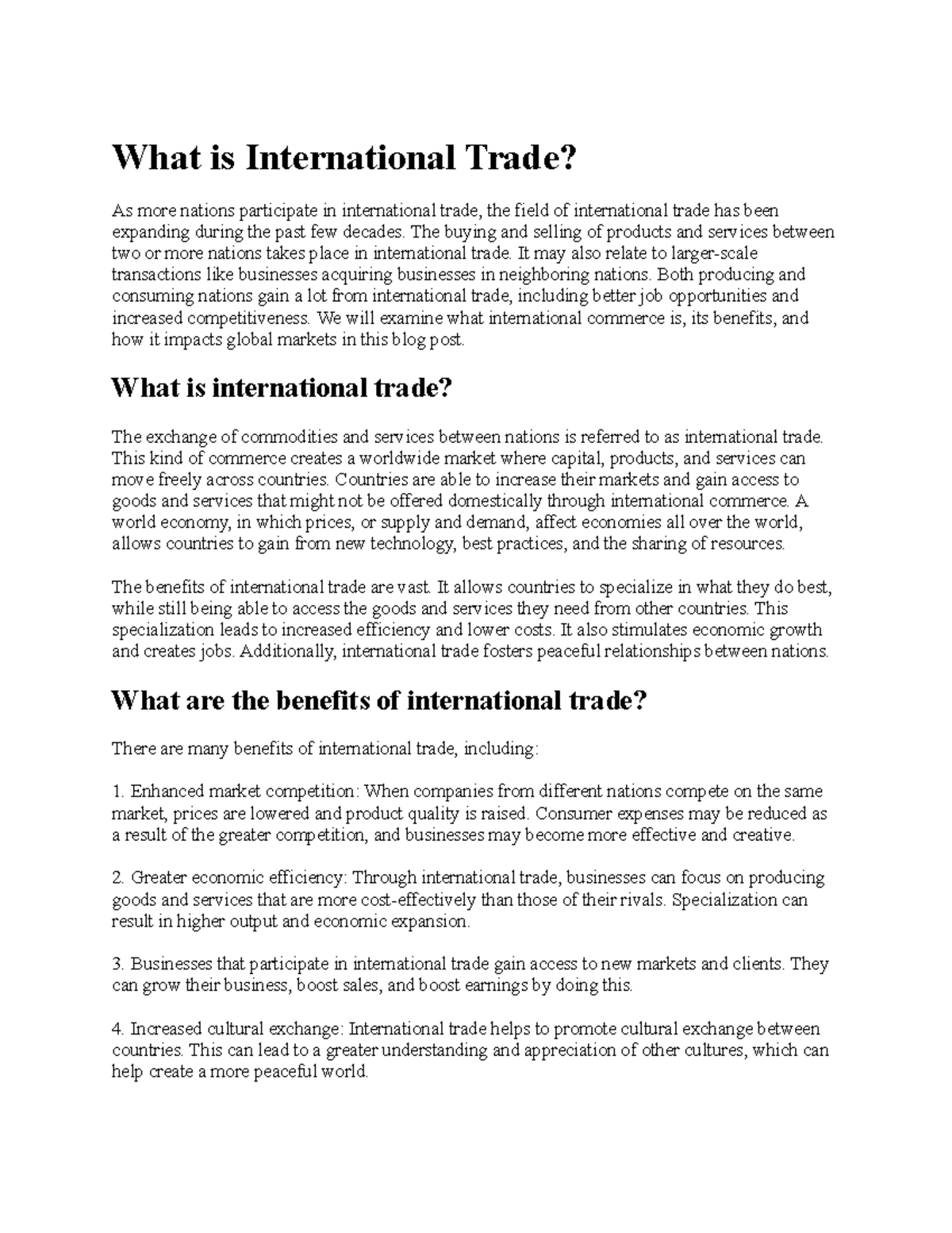 What is International Trade - The buying and selling of products and ...